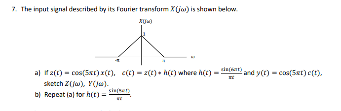 Solved 7. The input signal described by its Fourier | Chegg.com