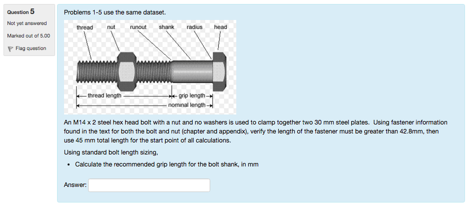 Solved Use the same dataset. thread nut runout shank radius | Chegg.com