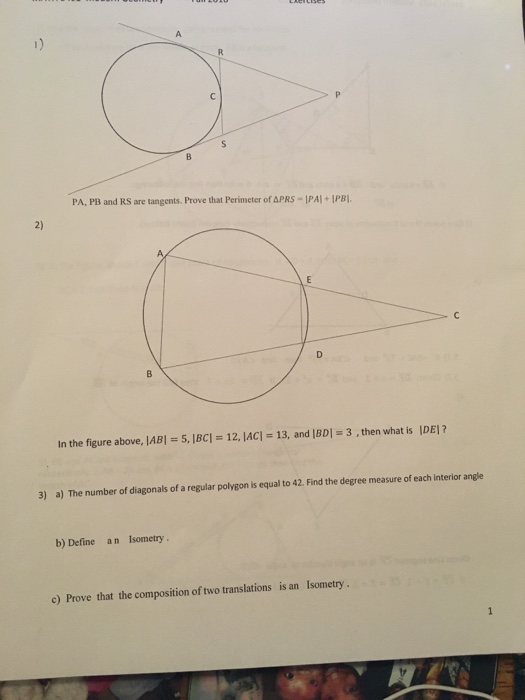 Solved PA, PB and RS are tangents. Prove that Perimeter of | Chegg.com