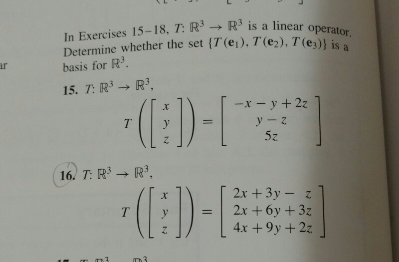 Solved In Exercises 15-18, TR3 → R3 is Determine whether the | Chegg.com