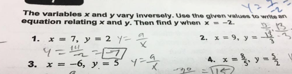 Solved The variables x and y vary inversely. Use the glven | Chegg.com
