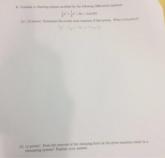 Solved Consider a vibrating system modelled by the following | Chegg.com