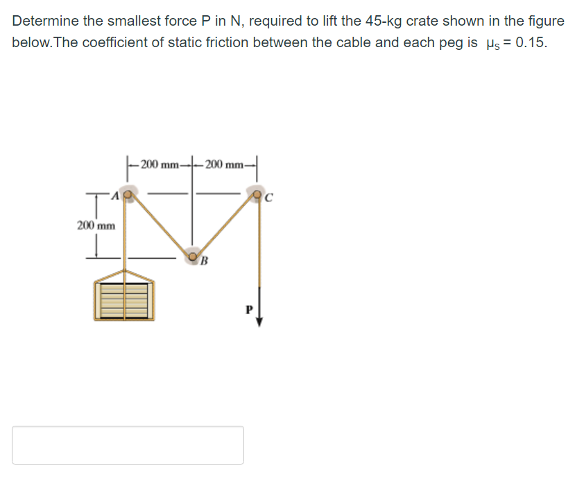Solved Determine the smallest force P in N, required to lift | Chegg.com