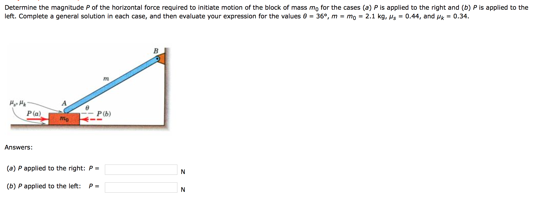 Solved Determine The Magnitude P Of The Horizontal Force