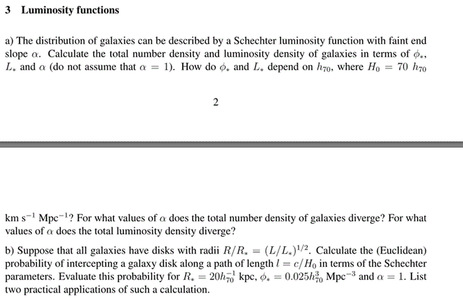 Luminosity functions a) The distribution of galaxies | Chegg.com