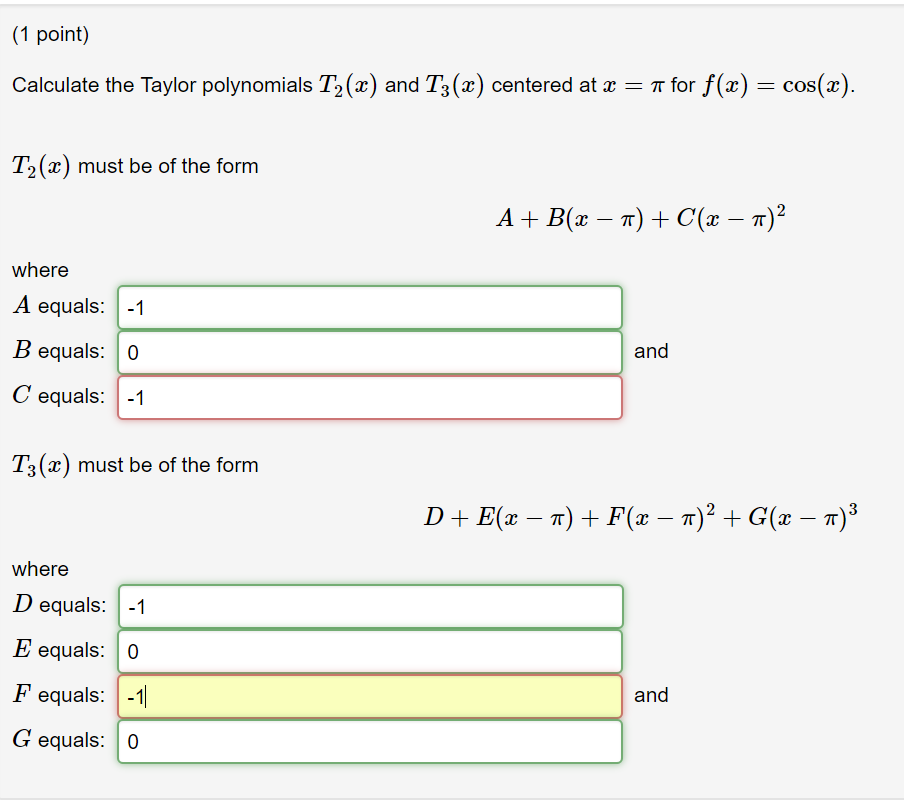 Solved 1 point Calculate the Taylor polynomials r(x) and | Chegg.com