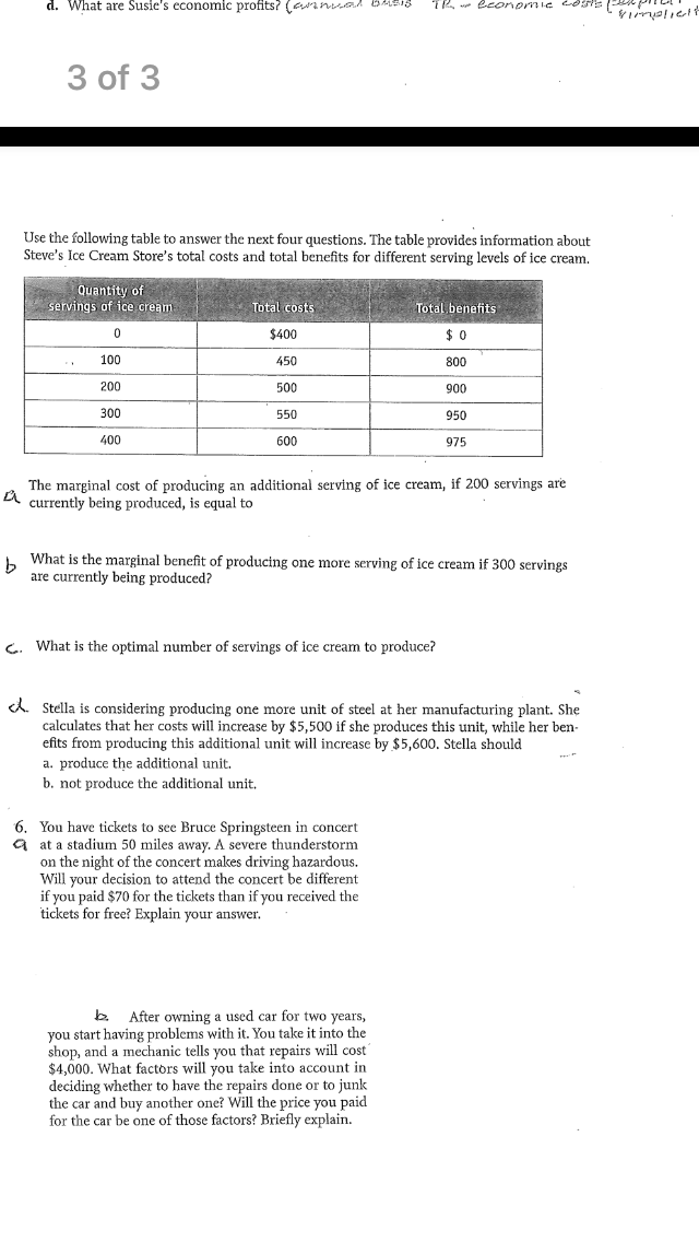 Solved Use the following table to answer the next four | Chegg.com