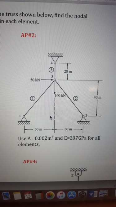 Solved e truss shown below, find the nodal in each element. | Chegg.com