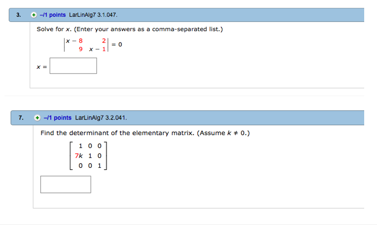 Solved Solve for x. (Enter your answers as a comma-separated | Chegg.com