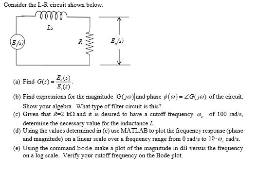 Solved Consider the L-R circuit shown below. Ls E(s) (a) | Chegg.com