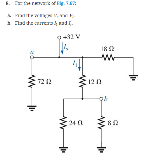 Solved For the network: a.Find the voltages Va and Vb. | Chegg.com