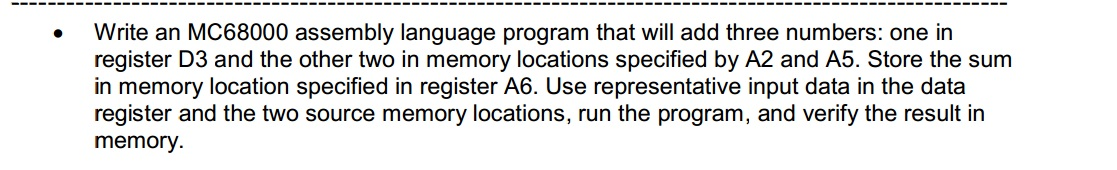 Solved Write An Mc68000 Assembly Language Program That Will