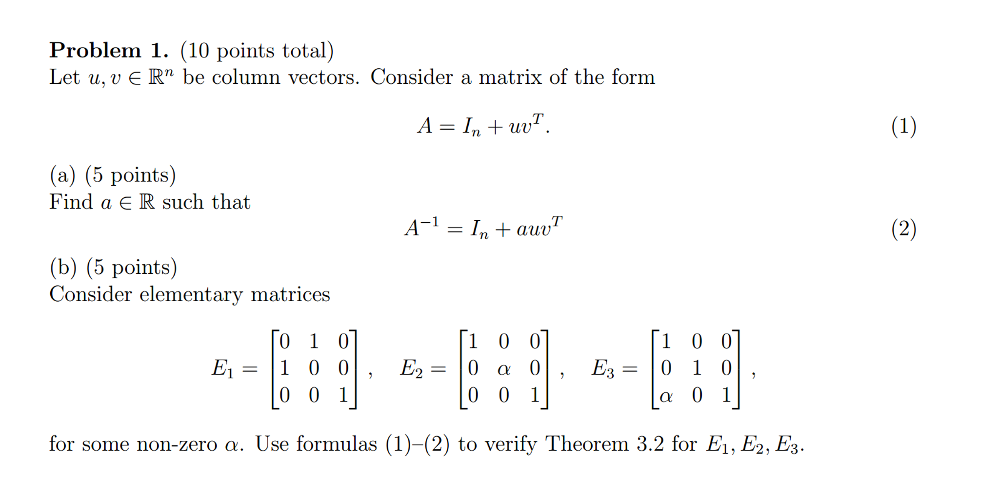 Solved Let u, v epsilon R^n be column vectors. Consider a | Chegg.com