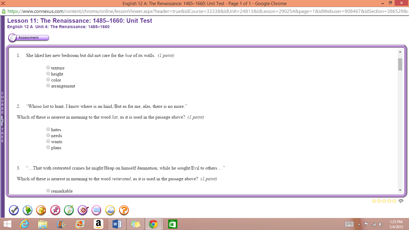 Solved English 12 A: The Renaissance: 1485-1660: Unit Test - | Chegg.com