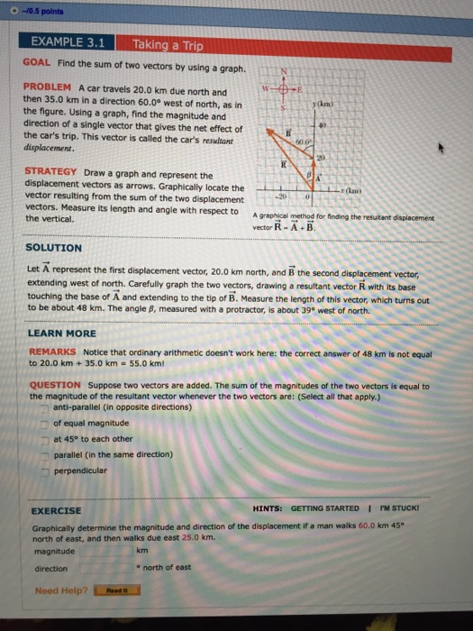 Solved GOAL Find the sum of two vectors by using a graph. | Chegg.com