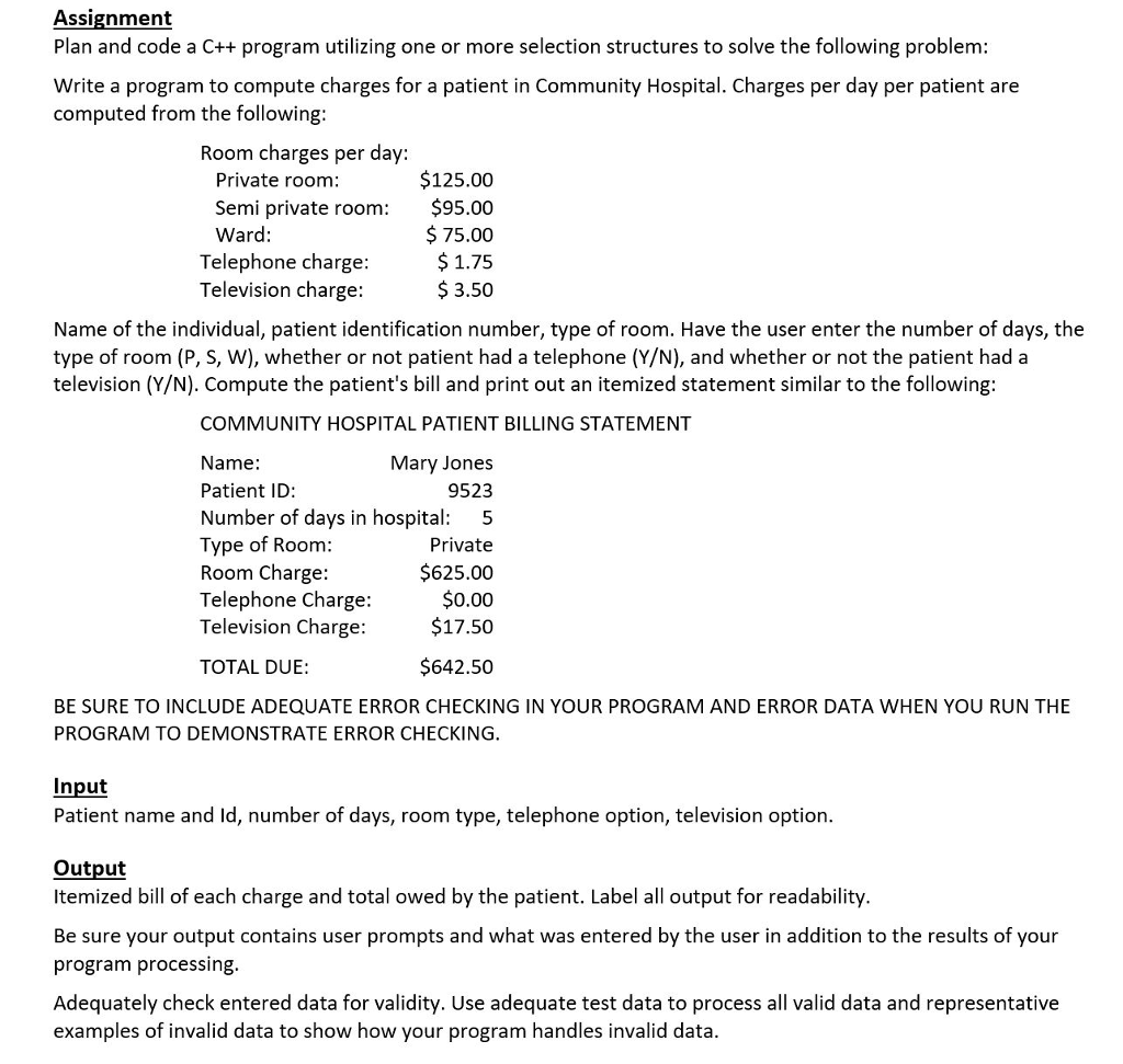 Solved Assignment Plan and code a C++ program utilizing one | Chegg.com