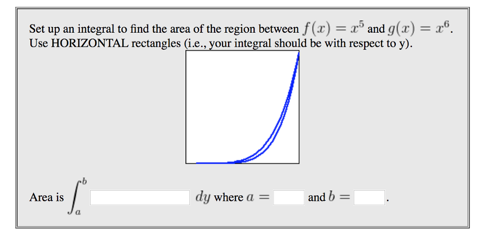 Solved Set up an integral to find the area of the region | Chegg.com