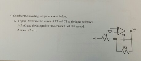 Solved Consider the inverting integrator circuit below. a. | Chegg.com