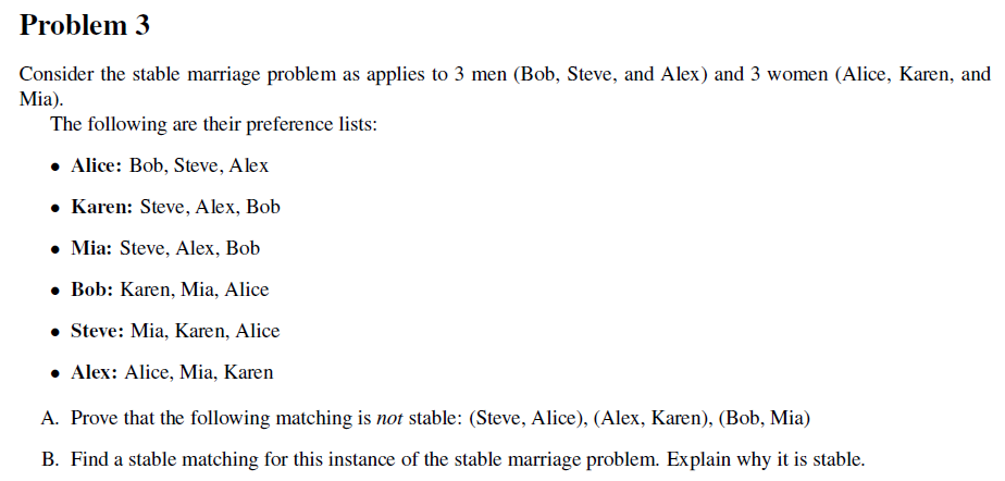 Solved Consider the stable marriage problem as applies to 3 | Chegg.com