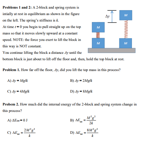 Solved Problems 1 and 2: A 2-block and spring system is | Chegg.com