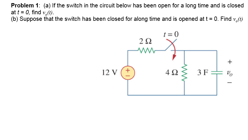 Solved If the switch in the circuit below has been open for | Chegg.com