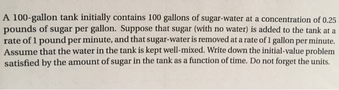 Solved A 100-gallon tank initially contains 100 gallons of | Chegg.com