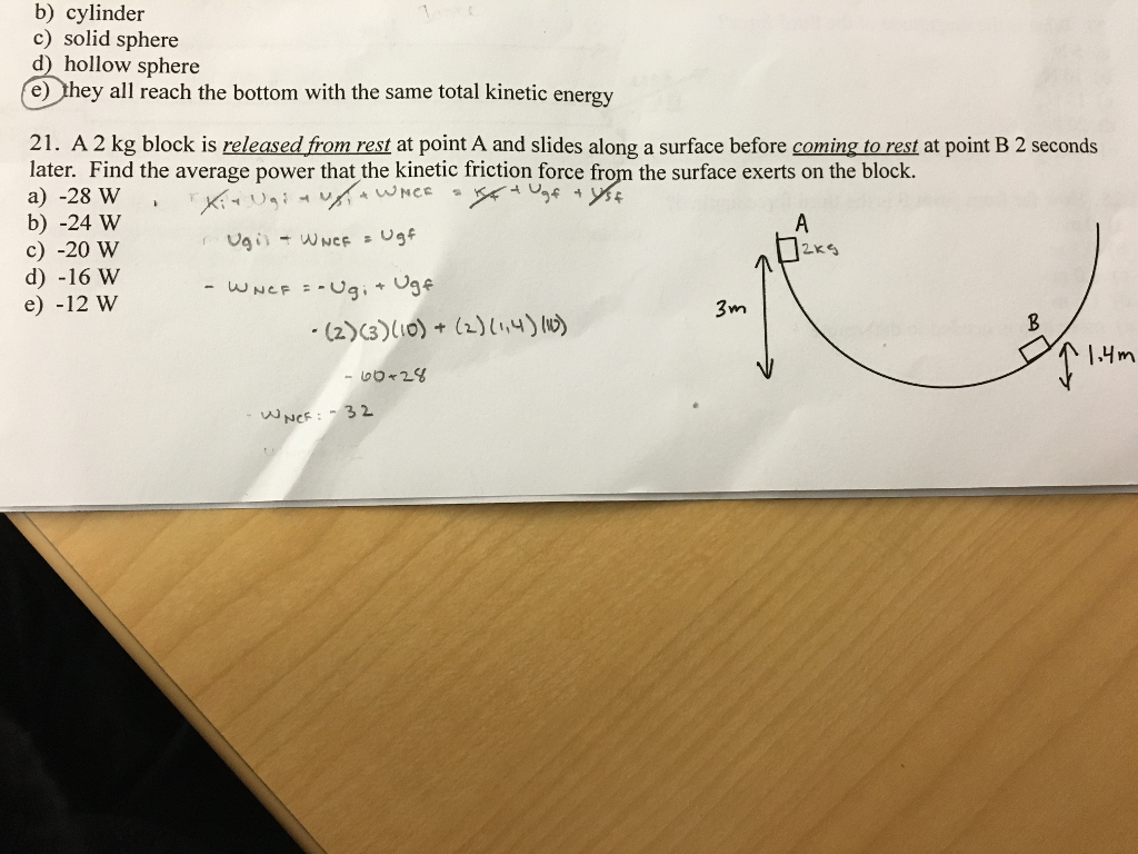 Solved A 2 kg block is released from rest at point A and | Chegg.com