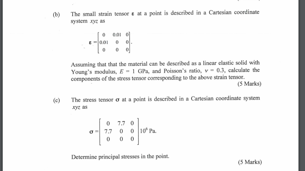 Solved The Small Strain Tensor At A Point Is Described In Chegg
