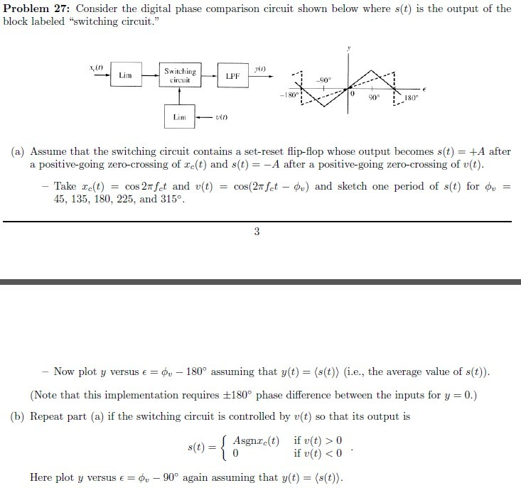 Consider the digital phase comparison circuit shown | Chegg.com