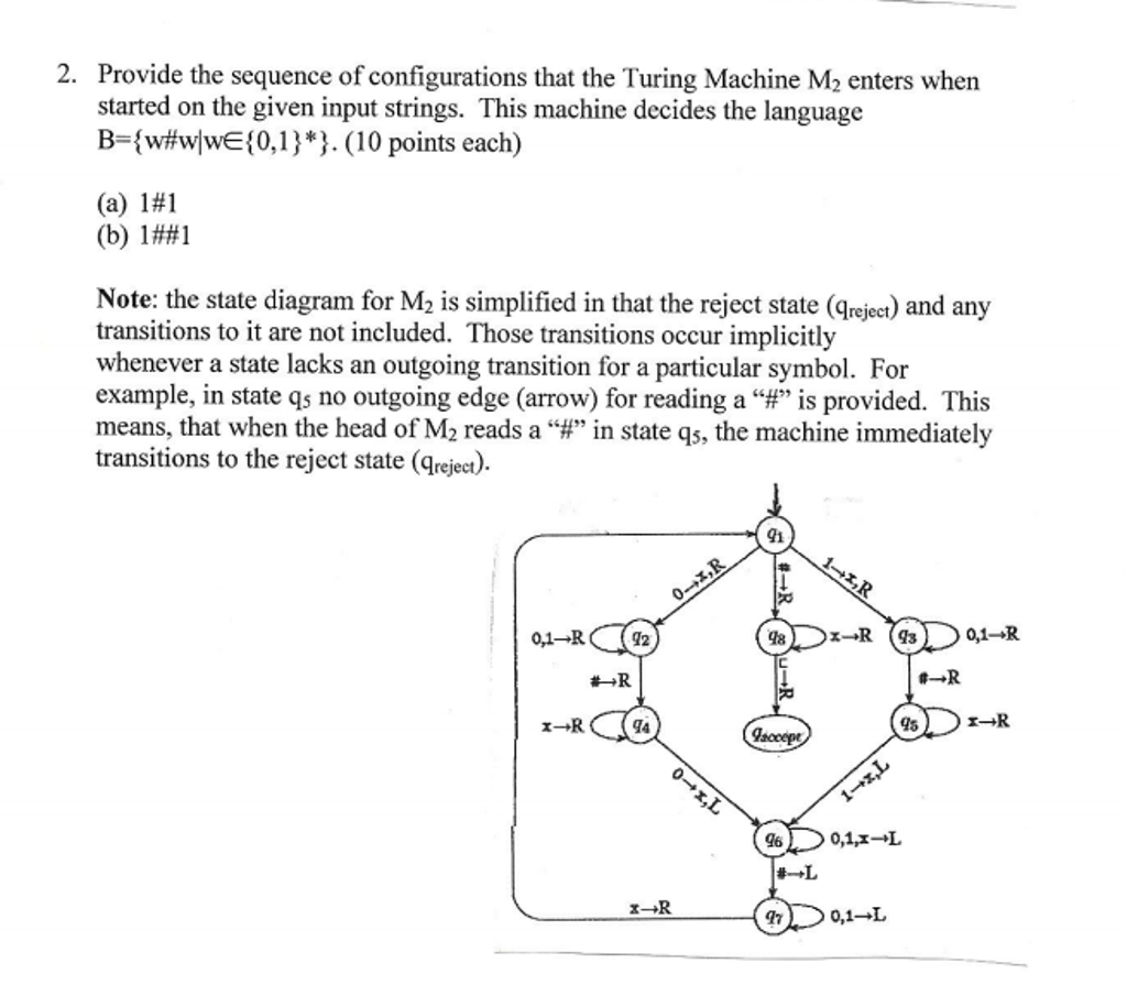 Solved Provide the sequence of configurations that the | Chegg.com