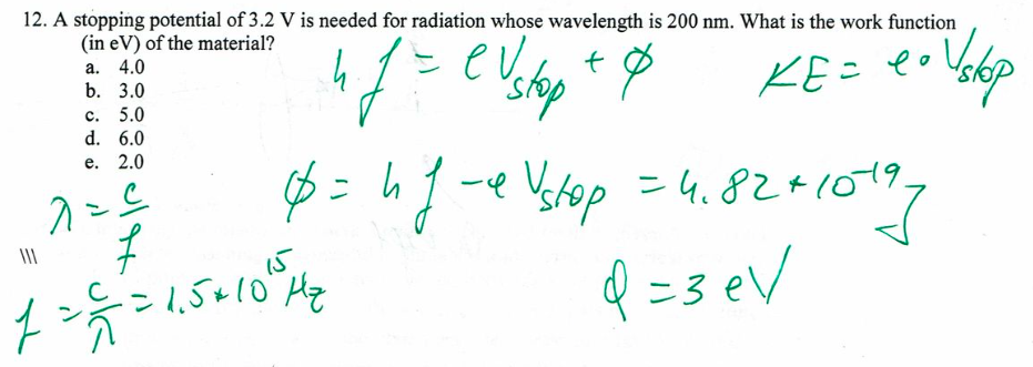 Solved A stopping potential of 3.2 V is needed for radiation | Chegg.com