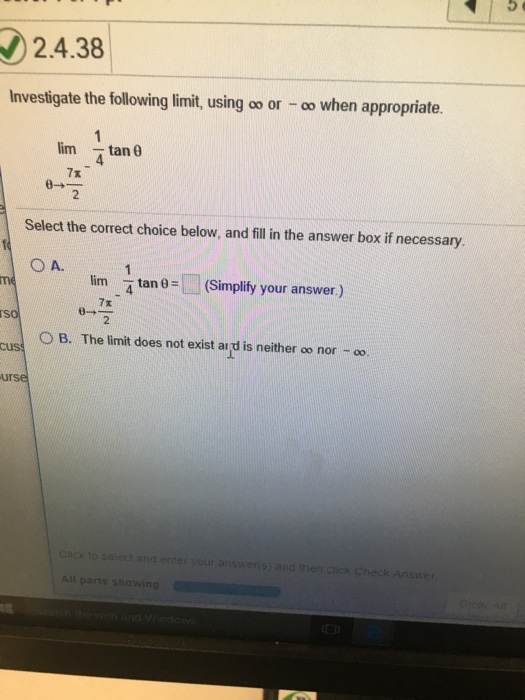 Solved Investigate the following limit, using infinity or | Chegg.com