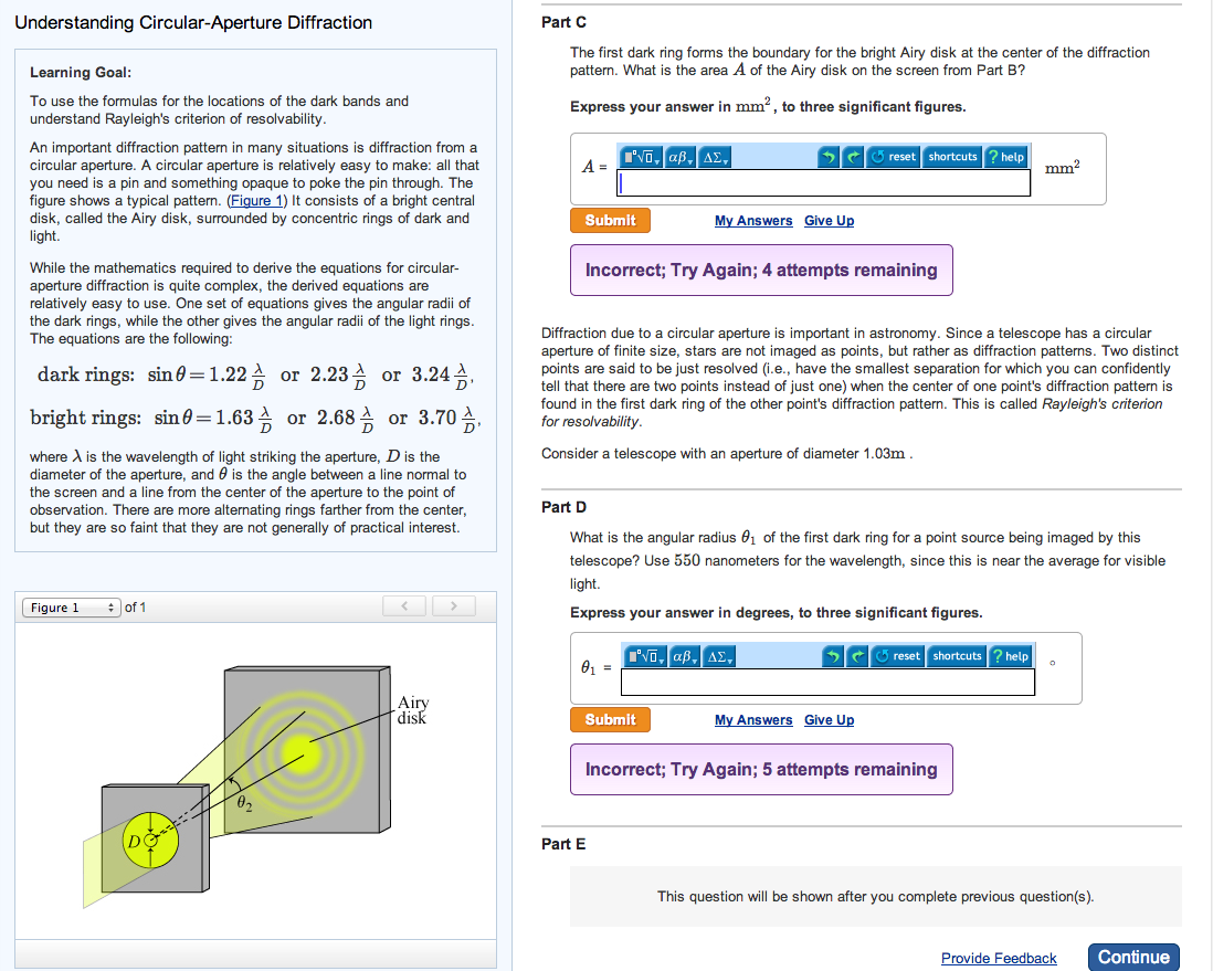 Understanding Circular-Aperture Diffraction Learning | Chegg.com