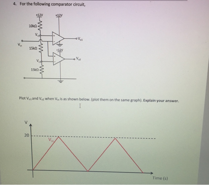 Solved For the following comparator circuit, Plot V_o1 and | Chegg.com