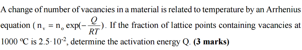 Solved A change of number of vacancies in a material is | Chegg.com