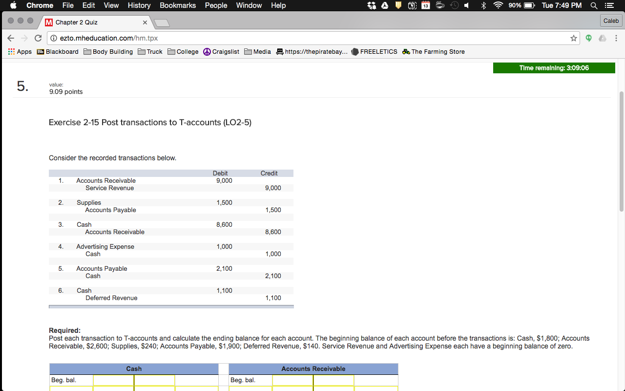 Solved Post transactions to T-accounts (LO2-5) Consider the | Chegg.com