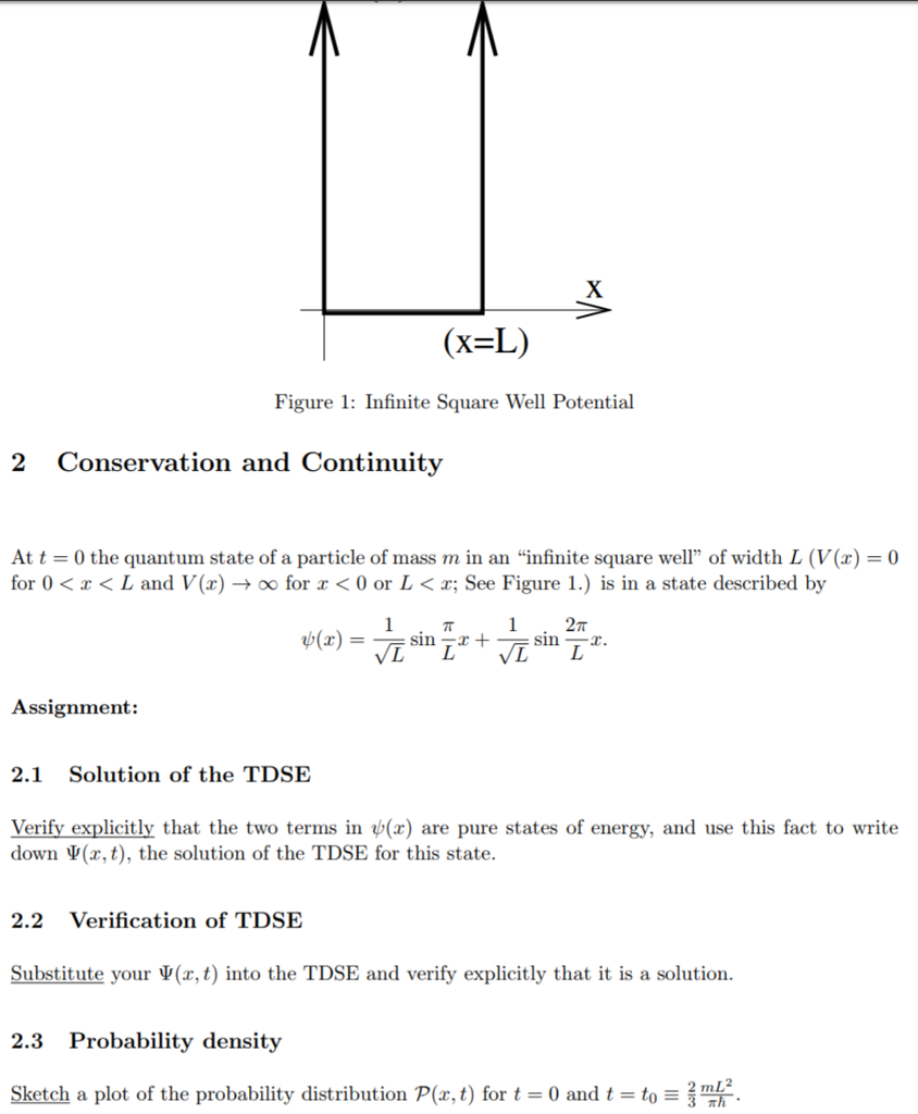 Solved (x-L) Figure 1: Infinite Square Well Potential | Chegg.com