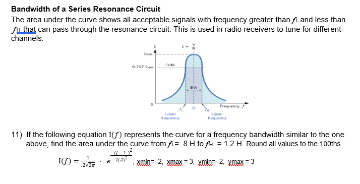 Solved Bandwidth of a Series Resonance Circuit The area | Chegg.com