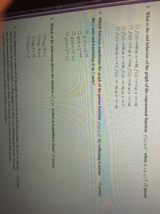 Solved 1. what is the end behavior of the graph of the | Chegg.com