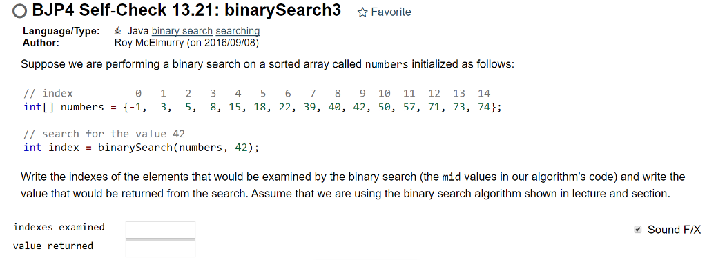 Solved 。BJP4 Self-Check 13.21: binarySearch3 ☆ Favorite | Chegg.com