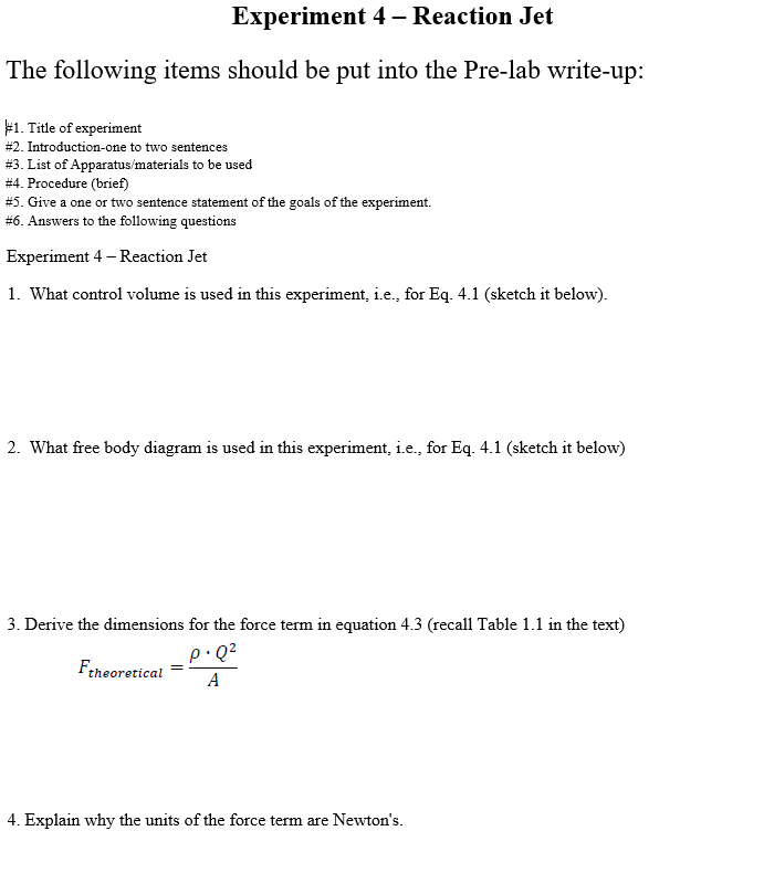 Experiment 4 - Reaction Jet The following items | Chegg.com