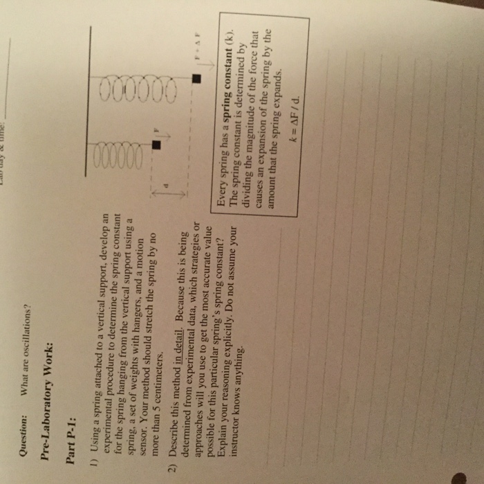 Solved Using a spring attached to a vertical support, | Chegg.com