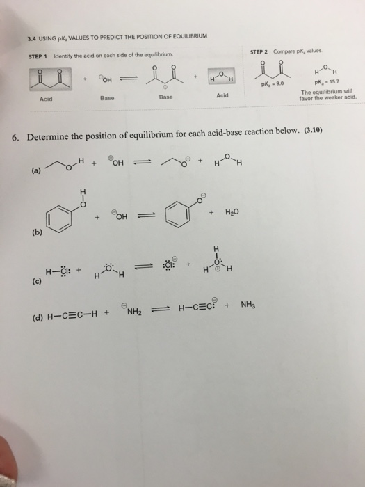 Solved Using pK_a Values TO Predict The Position of | Chegg.com
