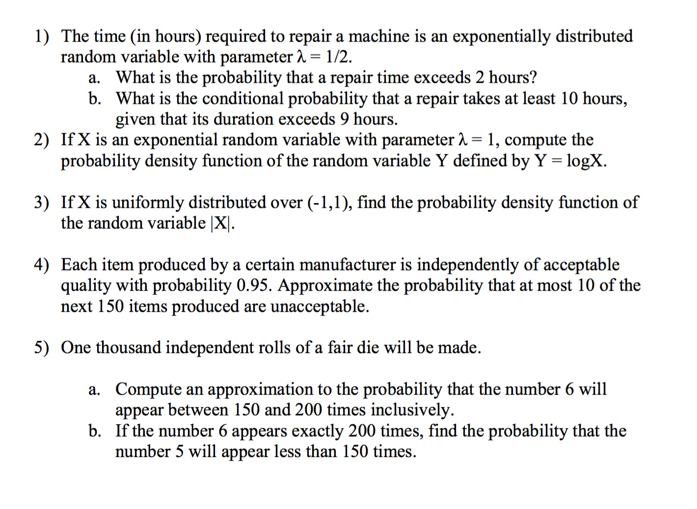 Solved The time (in hours) required to repair a machine is | Chegg.com