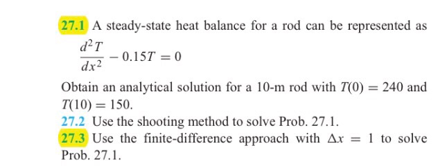 Solved A steady-state heat balance for a rod can be | Chegg.com
