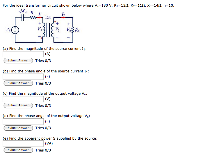Solved For the ideal transformer circuit shown below where | Chegg.com