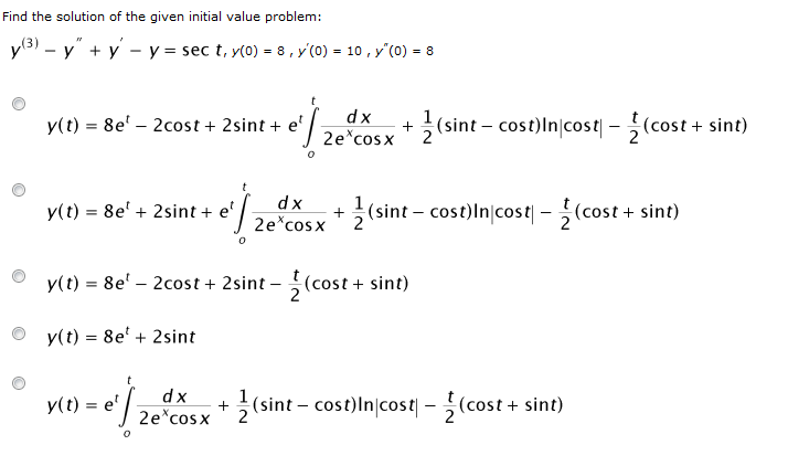 Solved Find the solution of the given initial value problem: | Chegg.com