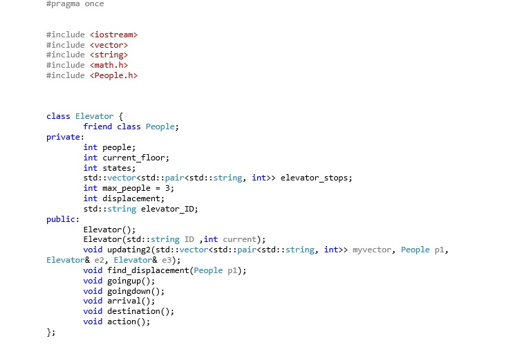 Solved #pragma once #include kiostream #include > elevator | Chegg.com