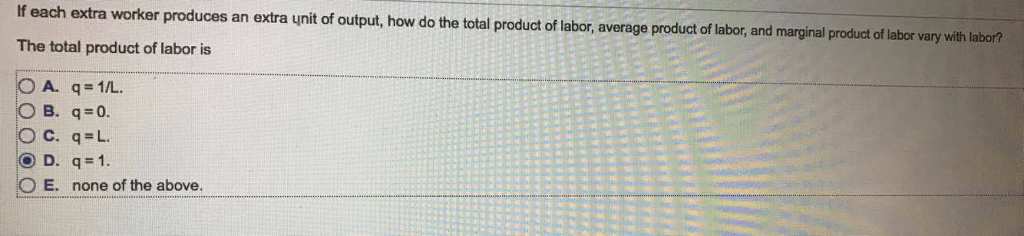 Solved If each extra worker produces an extra unit of | Chegg.com