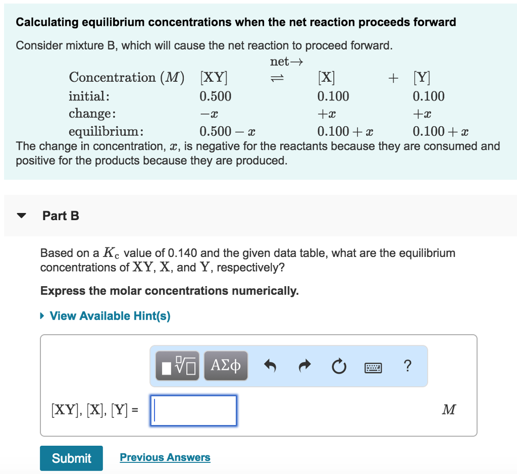 Solved Calculating equilibrium concentrations when the net | Chegg.com